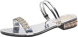 Generic Sandales d&eacute;t&eacute; &eacute;l&eacute;gantes pour femme - Avec talon - Petit talon - Sandales ouvertes &agrave; lani&egrave;res - Antid&eacute;rapantes - Sandales dext&eacute;rieur - Sandales de plag