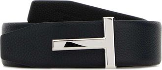 Tom Ford Homme, Accessoires, Bleu, Taille: 105 CM Ceinture r&eacute;versible en cuir grain&eacute; souple T 40 mm