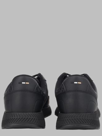HUGO BOSS Monogram Print Sneakers - Black