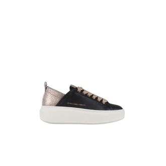 Alexander Smith Wembley Alta Donna aus schwarzem Leder und beige laminiertem Crackl&egrave;-Lederabsatz - - Shoes - Damen - Schwarzk - 38 EU