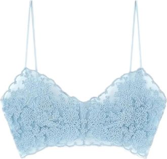 Ermanno Scervino Femme, Tops, Bleu, Taille: 40 FR Soutien-gorge en tulle non structur&eacute; avec dentelle Rebrod&eacute;