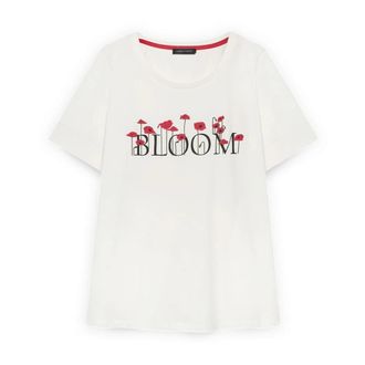 Fiorella Rubino Baumwoll-T-Shirt mit BLOOM-Print - - Tops - Damen - Wei&szlig; - S
