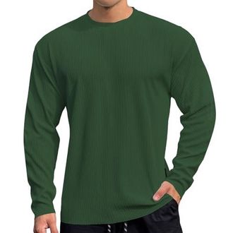 Generic T-shirt &agrave; manches longues pour homme - Style d&eacute;contract&eacute; - Solide - Col rond - L&eacute;ger et respirant - Pour printemps et automne - Confortable, Vert, XXL