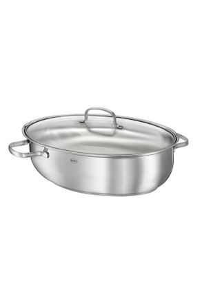 Rösle Bräter Elegance, Edelstahl, Metall, 8 L, oval, 28.5x19x41 cm, backofengeeignet, geschmacksneutral, Deckel hitzebeständig, Kochen, Töpfe
