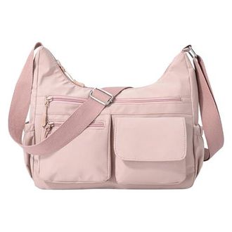 Generic Grand sac &agrave; bandouli&egrave;re polyvalent en nylon pour femme, travail, shopping, voyage, quotidien, rose, 11.02x4.33xcinch