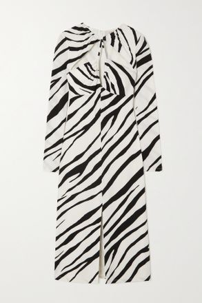 Et Ochs Eleanor Midikleid Aus Stretch-jersey Mit Zebraprint, Cut-outs Und Raffungen - Wei&szlig;