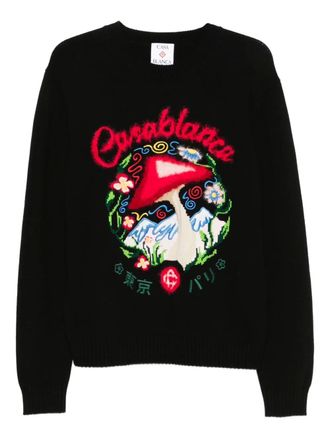 Casablanca pull à motif champignon - Noir