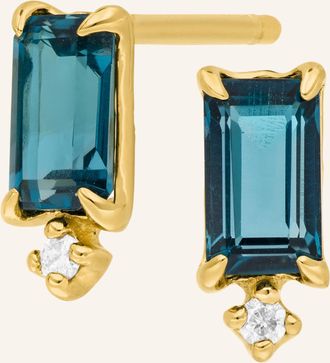 Leaf Ohrstecker London Blue Topaz Aus 14 Karat Gelbgold gold