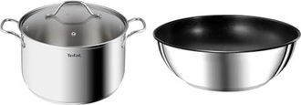 T-fal Intuition XL Grande marmite inox 26 cm / 6.5 L, Induction, Garantie 5 ans & Ingenio Preference Poêle Wok 26 cm, Induction, Acier inoxydable, Revêtemen