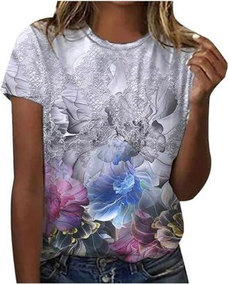 Generic T-shirt d&eacute;t&eacute; basique &agrave; manches courtes pour femme - Coupe ample - D&eacute;contract&eacute; - T-shirt de sport - T-shirt de f&ecirc;te - T-shirt de sport - T-shirt basiqu