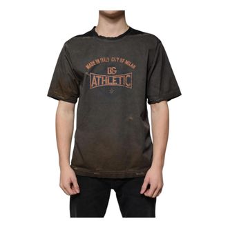 Dolce & Gabbana Braunes Grafikdruck Baumwoll T-Shirt - - Tops - Herren - Braun - M