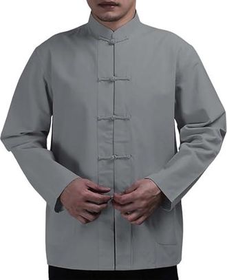 Generic Chemises traditionnelles pour homme, chemise chinoise pour homme, arts martiaux traditionnels, kung-fu, tai-chi, wushu, classique, Tangzhuang, manches