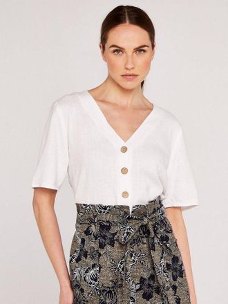 Apricot Klassische Bluse Half Sleeve Button Detail Top (1-tlg) mit Knopfleiste