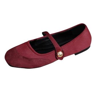 Generic Mary Jane Chaussures plates d&eacute;contract&eacute;es pliables &eacute;l&eacute;gantes l&eacute;g&egrave;res antid&eacute;rapantes confortables pour le travail, le bureau, les f&ecirc;tes, bordeaux, 39.5