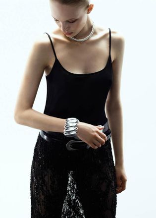 Mango Armreif mit Relief silber - Damen - Einheitsgr&ouml;&szlig;e - MANGO