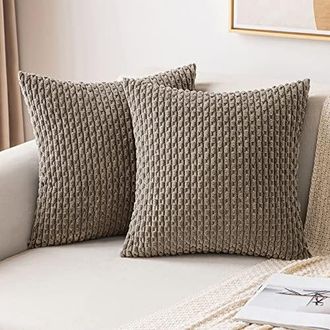 Miulee Housse de Coussin D&eacute;corative en Velours C&ocirc;tel&eacute; Coussins Canape Carr&eacute; Super Doux Taie Oreiller Moderne Maison pour Salon Chambre Fauteuil de Bureau 45x
