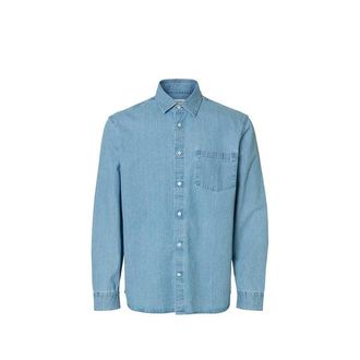 Selected Chemise col classique en denim de coton