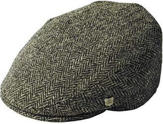 Failsworth Casquette plate Stornoway Windowpane Harris Tweed Marron mousse - Gris - 61 cm