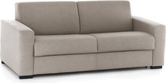 Dmora Talamo Italia - 3-Sitzer Schlafsofa Aliana, Wohnzimmersofa mit drehbarer Öffnung aus gepolstertem Stoff, Standardarmlehnen, 100 % Made in Italy, cm 22