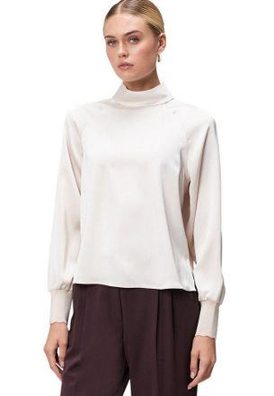 Zero Satinbluse Damen mit Kragen