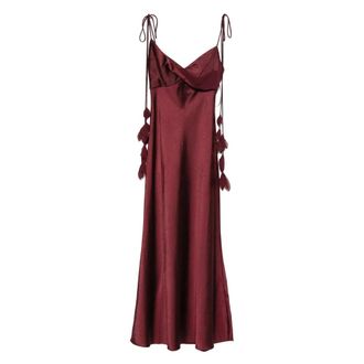 Self Portrait Robe Midi Fleur en Satin - Femme - Robes - Rouge - Taille: 38 FR