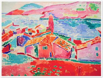 Posterlounge Die D&auml;cher von Collioure, 1905 Poster von Henri Matisse 18 x 13 cm Rot Wandbilder Wanddeko