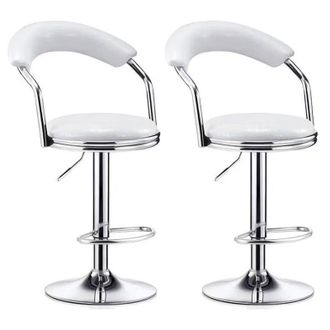 Generic Drehbare, H&ouml;henverstellbare Barhocker (2Er-Set) mit R&uuml;ckenlehne, Metallgestell, Sitzkissen Aus Pu und Fu&szlig;st&uuml;tze f&uuml;r Tresen und Bartheken (60-80 cm)