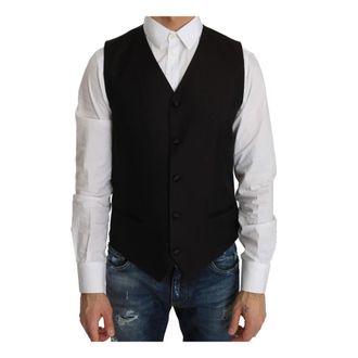 Dolce & Gabbana Schwarze Formale Weste Verstellbarer R&uuml;ckenriemen - - Suits - Herren - Schwarzk - M
