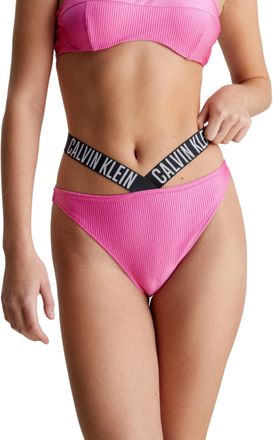 Calvin Klein Damen Bikinihose High Leg Gerippt, Rosa (Bold Pink), XL