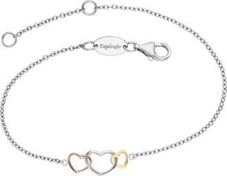 Engelsrufer Damen Armband mit Tricolor Herz-Anhänger, Sterling Silber, Gold und Roségold, längenverstellbar, nickelfrei