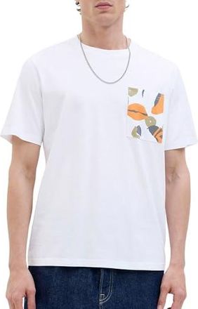 Jack & Jones Jortavira AOP T-Shirt &agrave; Manches Courtes et col Rond pour Homme, Blanc &eacute;clatant., M
