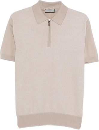 Canali Homme, Tops, Gris, Taille: XL Polo Textur&eacute; Zipp&eacute;