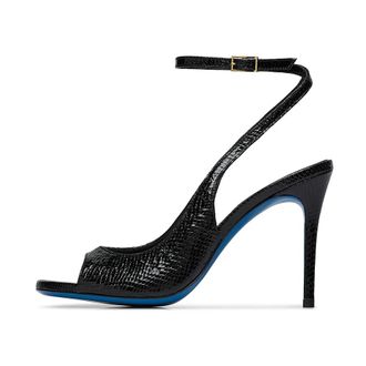 Loriblu Schwarze gl&auml;nzende Schlangenleder-Sandale - - Shoes - Damen - Schwarzk - 35 EU
