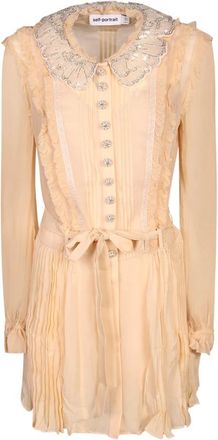 Self Portrait Femme, Robes, Rose, Taille: 34 FR Mini-robe pliss&eacute;e en georgette