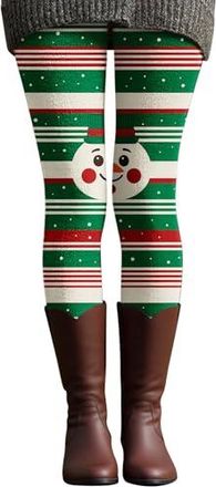 Generic Legging de Noël pour femme, imprimé fantaisie, extensible, tendance, taille haute, festif, thermique, décontracté, coupe ajustée, automne et hiver, am