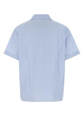 Miu Miu Logo-Embroidered Cotton Shirt - Blue