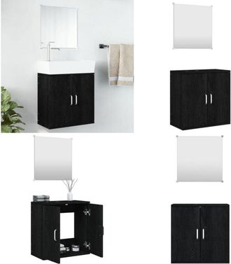 vidaXL Vidaxl - 2-tlg. Badmöbel-Set Schwarz Holzwerkstoff - Badmöbel Set - Holzwerkstoff Badmöbel - Schwarzes Badmöbel - Wandhängender Waschtisch