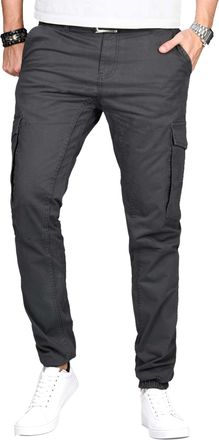 Alessandro Salvarini Herren Designer Cargo Stoff Hose Cargohose Regular Slim [AS-260-Anthrazit-W40-L30]