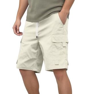 Generic Pantalon de jogging pour homme - Mode urbain - Cordon de serrage - Short de travail pour homme - Short de rue - Pantalon cool et tendance, beige, M