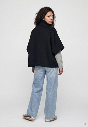 Milestone Cape MSAvril Damen Mantel Jacke Umhang Metallrei&szlig;verschluss