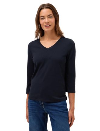 Cecil Basic V-Neck Shirt urban Dark Blue XS