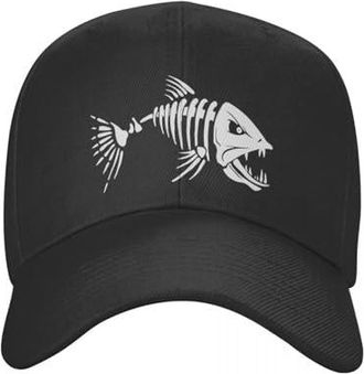 Generic Casquette de baseball personnalis&eacute;e motif squelette de p&ecirc;che en forme dos de poisson, protection solaire, chapeau de camionneur r&eacute;glable pour homme et