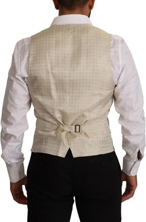 Dolce & Gabbana Mens Beige Wool Single Breasted Waistcoat Vest Virgin Clothing