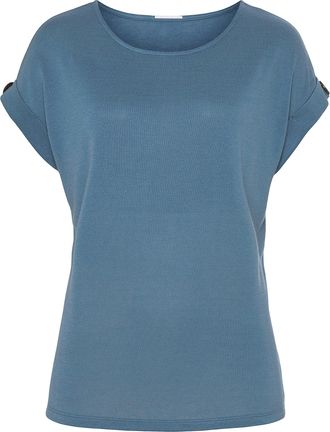 Lascana Damen Kurzarmshirt fixierter &Auml;rmelumschlag, locker fallende Passform, elastischer Feinstrick, f&uuml;r ein angenehmes Tragegef&uuml;hl