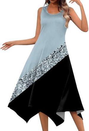 Generic Robes boh&egrave;me 2026 pour femmes, robe trap&egrave;ze d&eacute;contract&eacute;e sans manches, imprim&eacute; floral, col rond, tenue quotidienne, printemps, &eacute;t&eacute;, automne, confortab