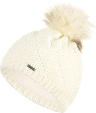 Faera Winterm&uuml;tze M&uuml;tze Damen warm gef&uuml;ttert Kunstfell Bommelm&uuml;tze Fleecefutter Winter Herbst Strickm&uuml;tze Beanie M&auml;dchen 64, Farbe:Creme
