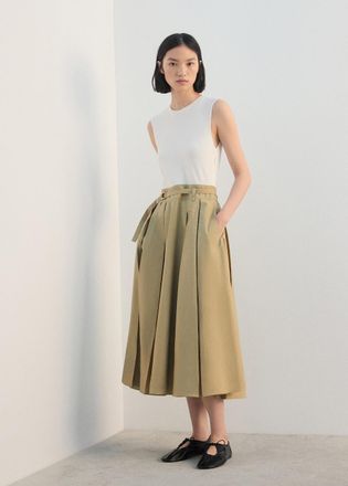 Mango Robe midi &eacute;vas&eacute;e ceinture marron moyen - Femme - XS - MANGO