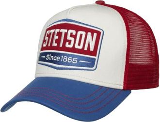 Stetson Casquette Trucker Highway Femme/Homme - Mesh de Baseball Snapback Snapback, avec visi&egrave;re Printemps-&eacute;t&eacute; - Taille Unique Bleu-Rouge