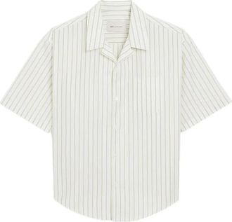 Ami Homme, Chemises, Blanc, Taille: M Chemise &agrave; col camp manches courtes ray&eacute;e