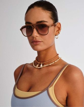 Le Specs Tragic Magic - Lunettes de soleil aviateur avec verres marron - Marron-Noir